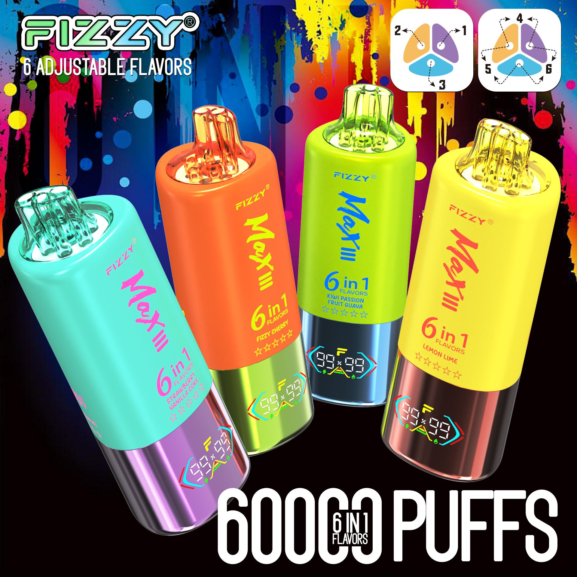 Buy Fizzy Max Iii Disposable Vape 60k Wholesale E Cigarette 6 In 1 ...