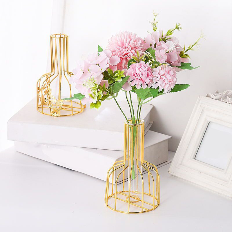 Buy Metal Frame Decoration Clear Glass Test Tube Vases Small Vase ...