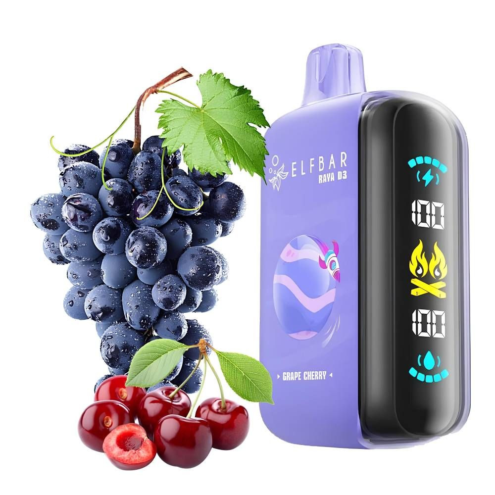 Buy Elf Bar Raya D3 25k Grape Cherry Disposable Vape - Elf Bar Vape ...