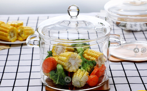 Buy 1900ml Transparent Clear Pyrex Glass Cooking Pot Heat Resistant ...