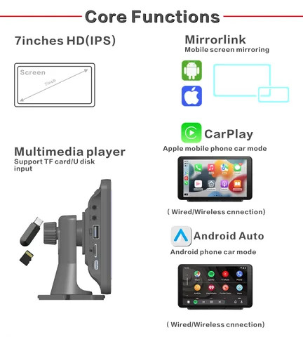 Buy 7 Inch Car Dvd Player Portable Wireless Carplay Android Navigation ...