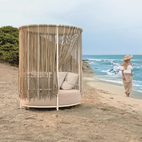 Buy Brown Luxury Stand Up Solarium Tanning Bed With Awning Patio Wicker ...