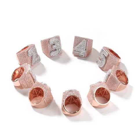 Buy Hip Hop Custom Number Letter Ring Personalized Diamond Ring Iced ...