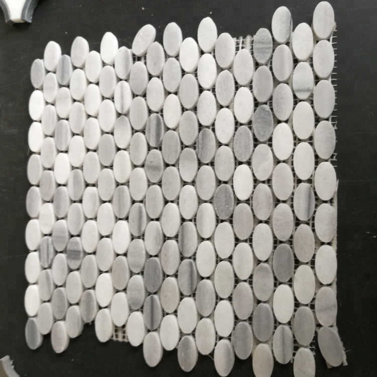 Buy Honed Natural Stone Marble Oval-shaped Mosaic Outdoor Floor Tile ...