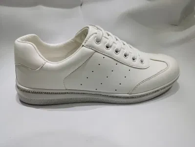 Buy Imitate Leather White Pu Design Flat Skate Shoes Women Trendy ...