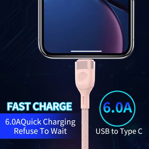 Buy L-064 120w 6a Super Fast Charge Cable Usb To Type-c Charger Braided ...