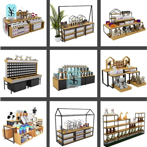 Buy Mall Supermarket Shelves Steel Wood Retail Cutlery Kitchenware Rack ...