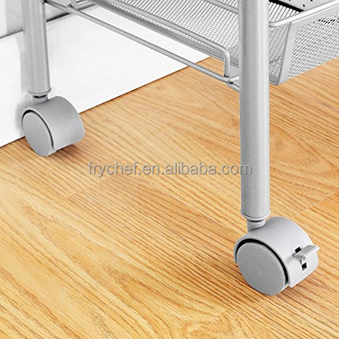 Buy Metal Mesh Rolling Cart, 4-tier Wire Mesh Trolley Cart White/grey ...