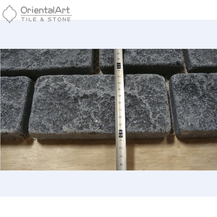 Buy Natural Stone Grey Flamed Granite Mesh Paving Stone Cobblestone ...