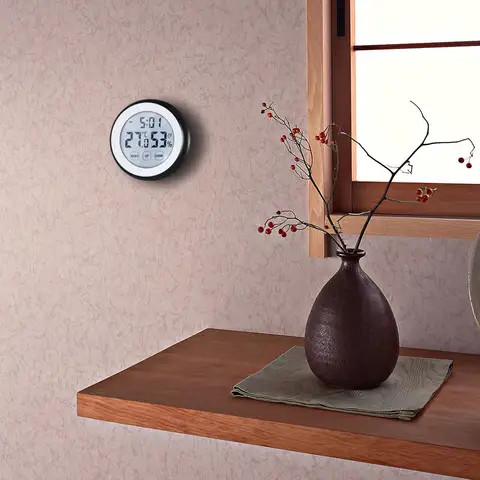 Buy New Round Temperature And Humidity Alarm Clock Touch Clock Home ...