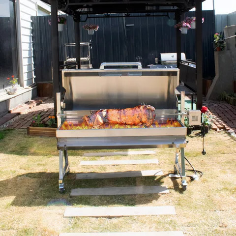 Buy Outdoor Dual Fuel Hooded Gas Grill Propano And Charcoal Lamb Pig ...