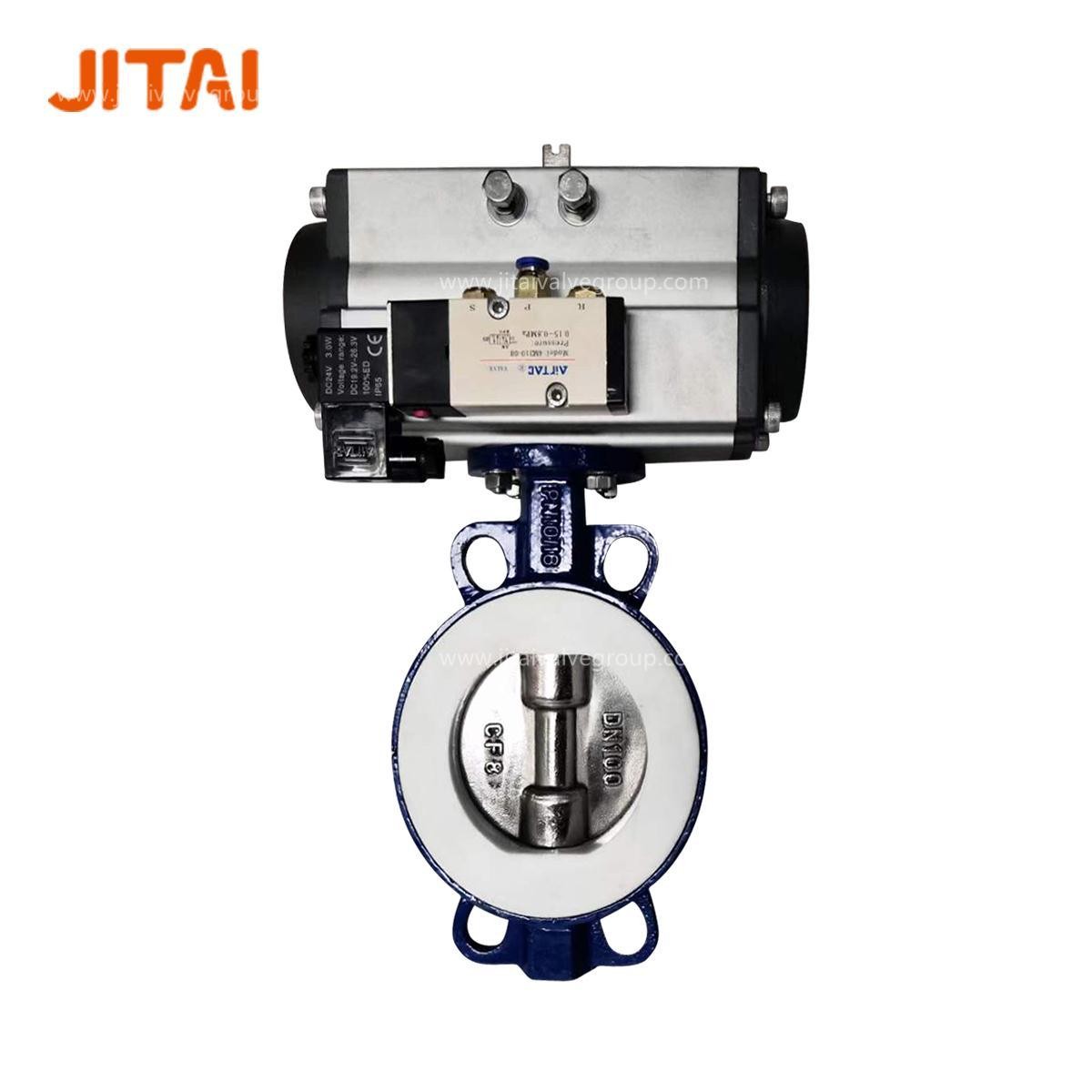 Buy Pneumatic Actuated Wafer End 4 Inch Ptfe Lined Butterfly Control ...