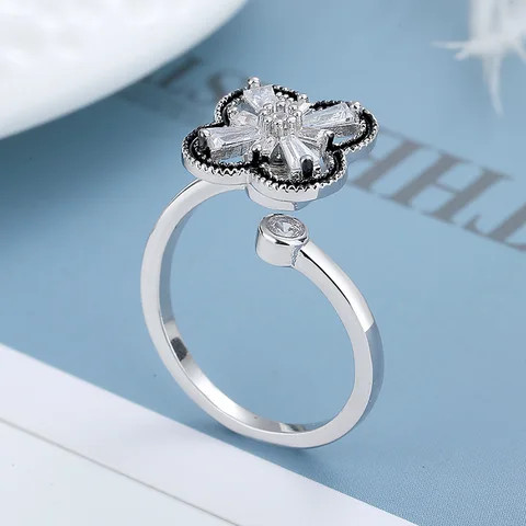 Buy Rotary Ring Set Adjustable Rose Rotary Lucky Grass Hand Decorative ...