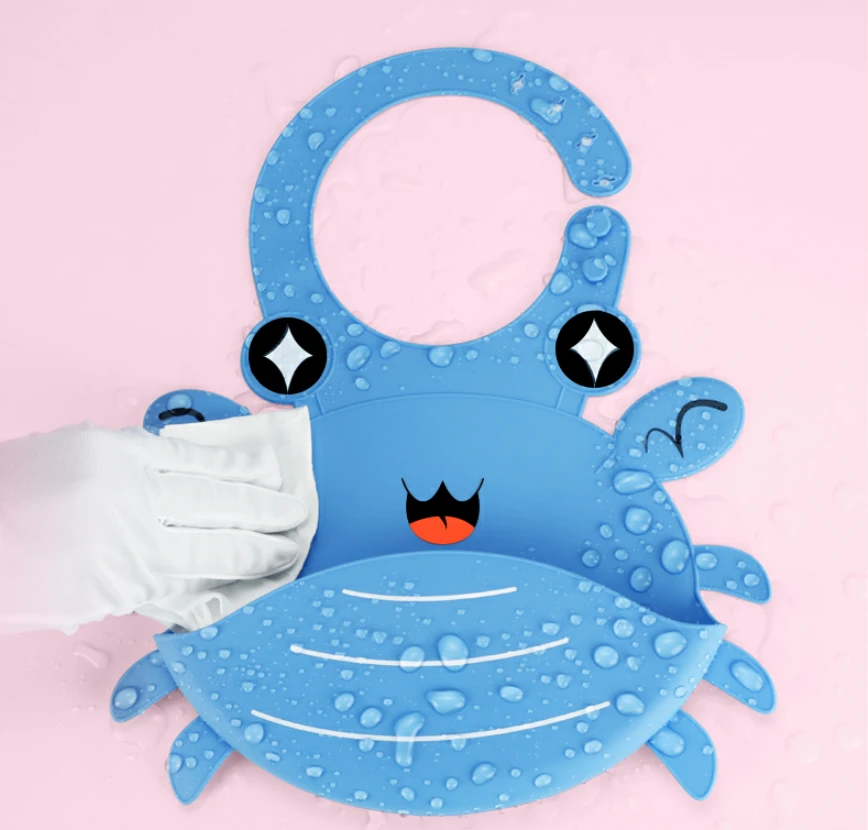 Buy Soft Material Pink Crab Waterproof Silicon Bandana Baby Drool Bibes ...