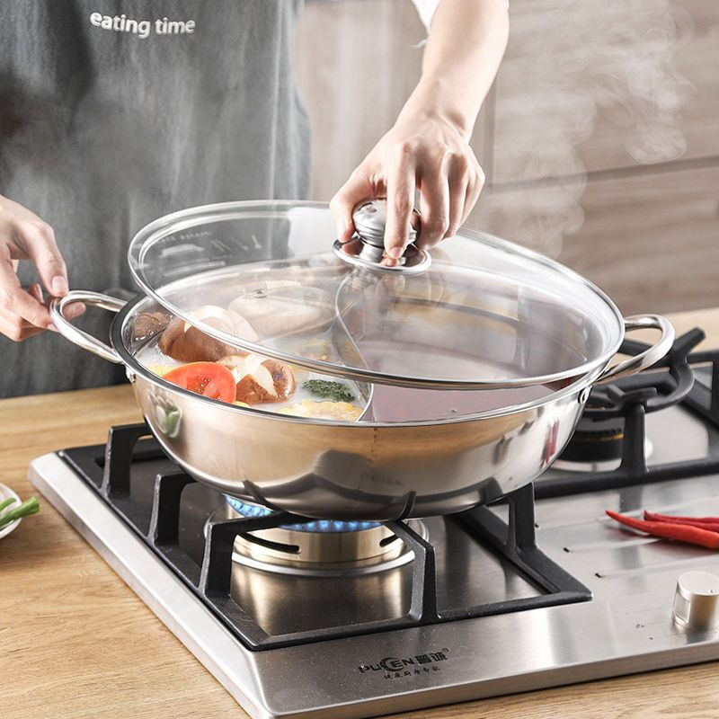 Buy Stainless Steel Two-flavor Hot Pot With Divider Soup & Stock Pot ...