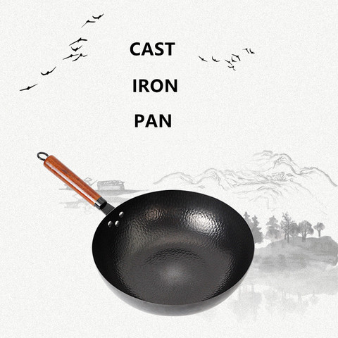 Buy Uncoated Non-stick Wok High Quality Cast Iron Wok Frying Pan ...