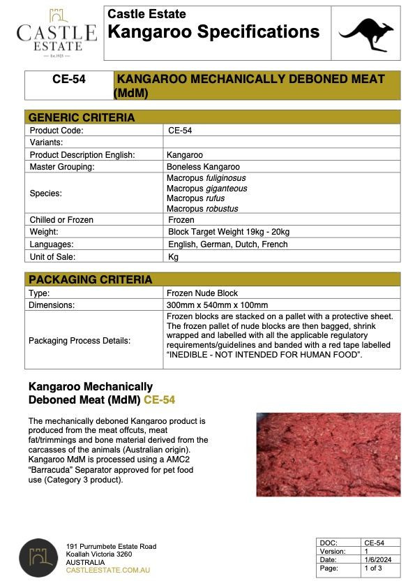 Buy Ce-54 Kangaroo Mdm from Castle Estate, Australia | Tradewheel.com