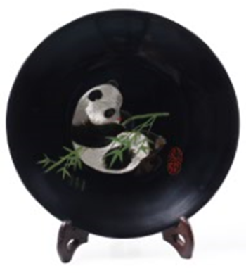 Buy Carved Silver Silk Bamboo Leaf Single Panda Disc (black) from ...