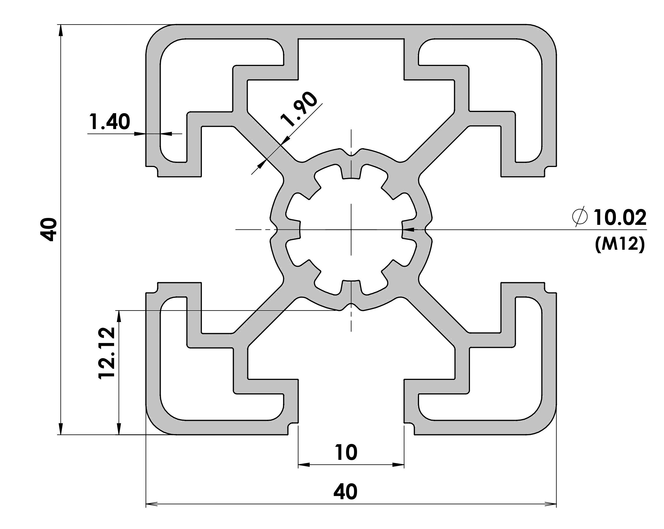 Buy 40x40 3-slot Aluminium Profile from Dexterous Aluminium Profiles ...