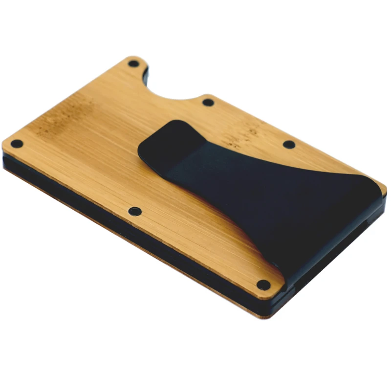 Buy 2021 Yy Rfid Blocking Slim Bifold Minimalist Wooden Card Front ...