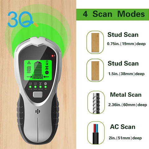 Buy 3q Top 10 Stud Finder Detect Wood/metal/ac Wire Live Wall Scanner ...