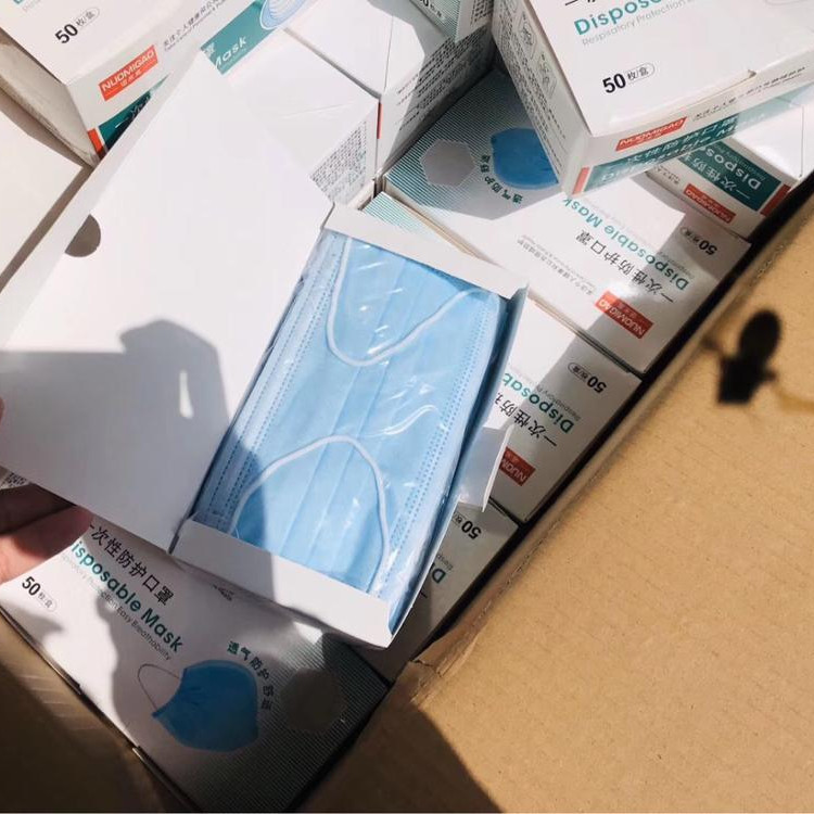 Buy Blue 3 Layer Non Woven Mouth Mask Melt Spray Cloth Bacteria ...