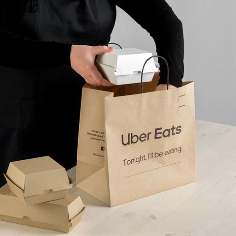 Buy Custom Design Your Own Logo Flat Handle Restaurant Delivery Take ...