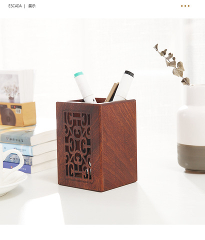 Buy Desk Organizer Stationery Bamboo Table Pen Holder, Office Square ...