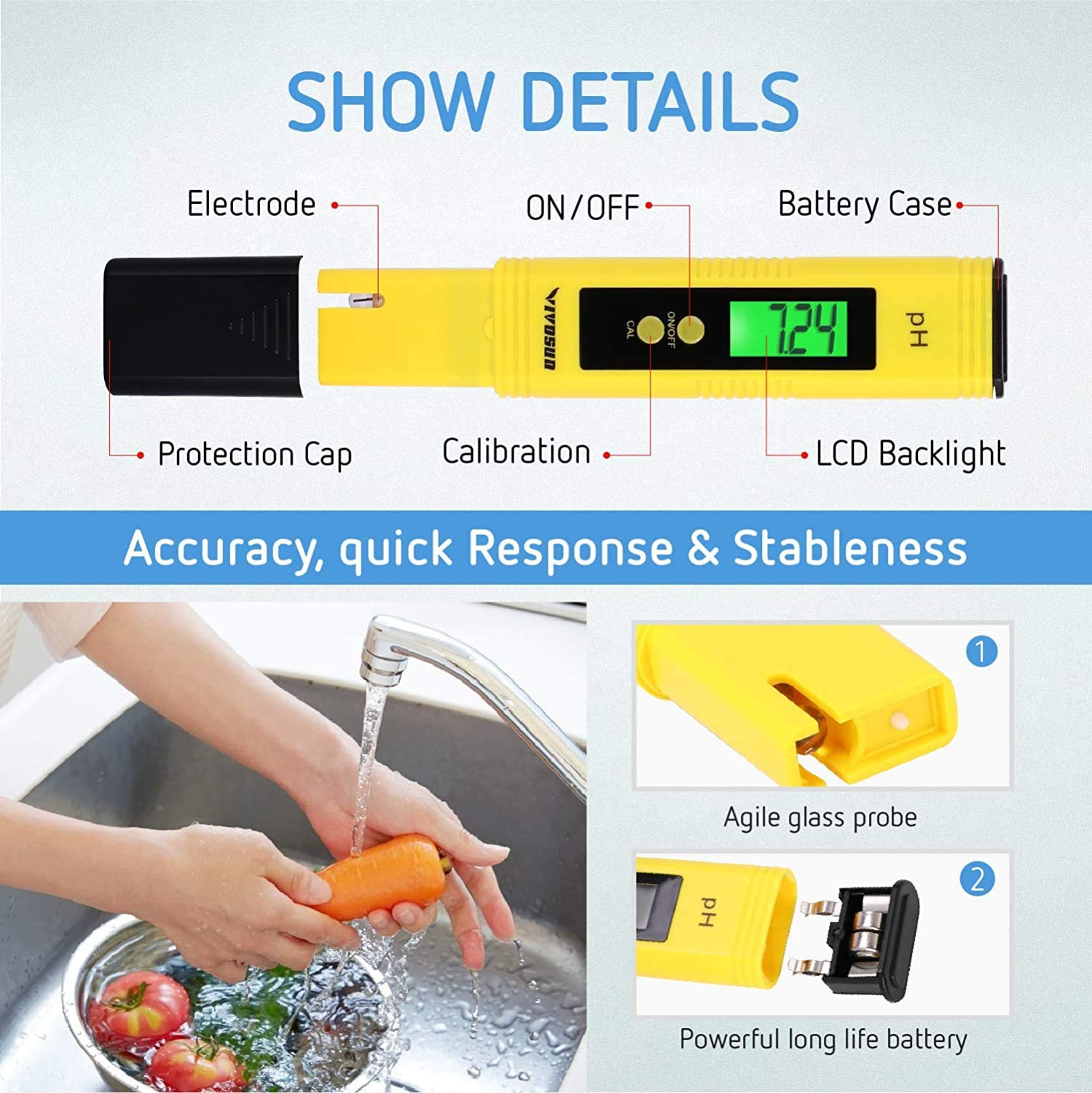 Buy Digital Ph Meter 0.01 Ph High Accuracy Water Quality Tester With 0 ...