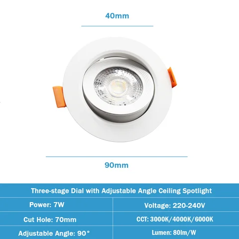 Buy Led 3-stage Dial With Adjustable 90 Degree Angle Ceiling Spotlight ...