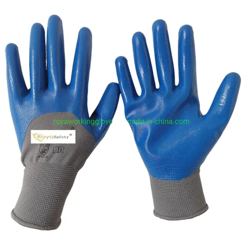 Buy Loccef Work Gloves Microfoam Nitrile Coated-6 15g Nylon Spandex Liner Nitrile Sandy Coated ...