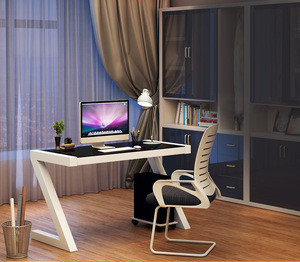 Buy Modern Black Tempered Glass Computer Workstation Desk Surface Metal ...