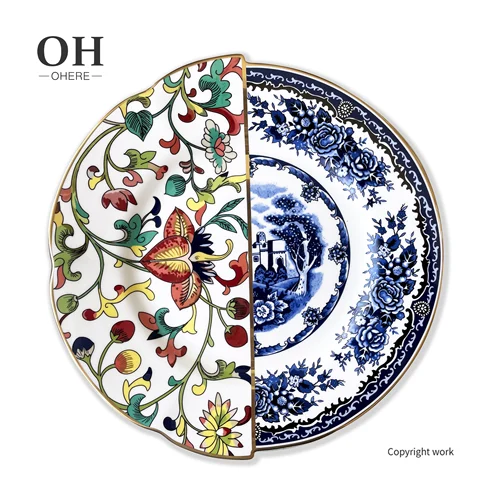 Buy Modern Luxury Plate Set Creative Irregular Dinner Set Bone China ...