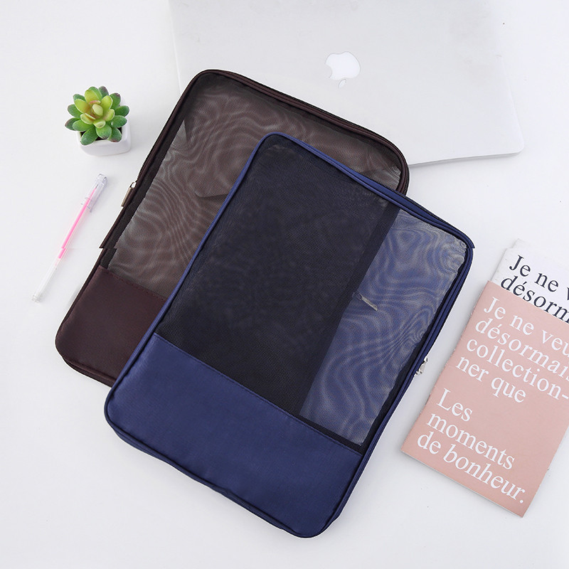 Buy Nylon Translucent Mesh File Pocket File Zipper Bag Stationery File ...