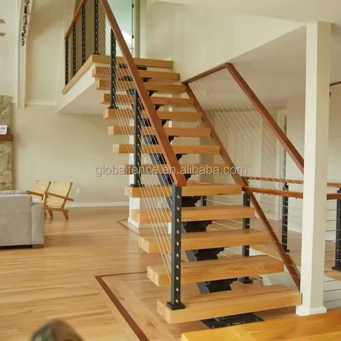 Buy Reilbu Open Riser Stair Indoor & Outdoor Steel Single Stringer from ...