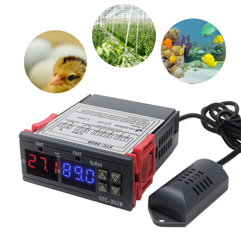Buy Stc-3028 Temperature Controller Dual Led Digital Display Humidity And Temperature Controller ...