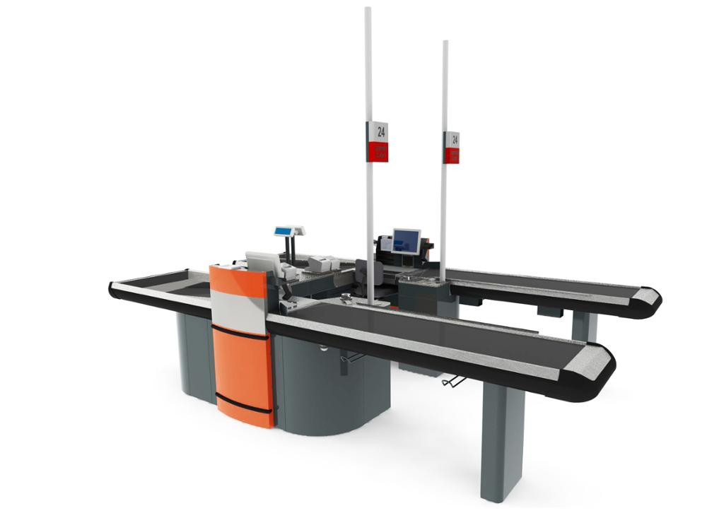 Buy To Your Door Supermarket Fixture Motorized Checkout Counter Cash ...