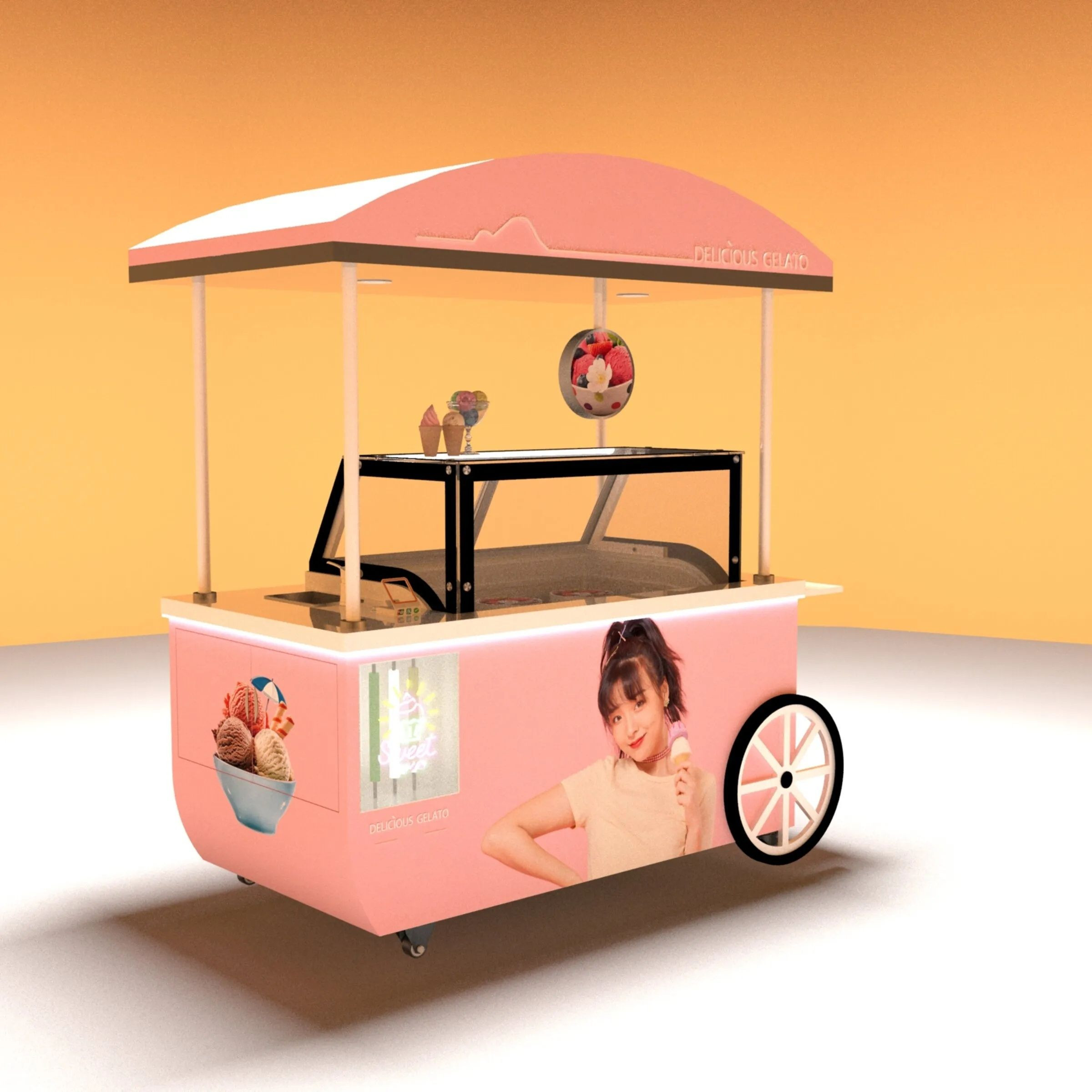 Buy Portable Popsicle Ice Cream Cart For Sale Gelato Showcase Trolley ...