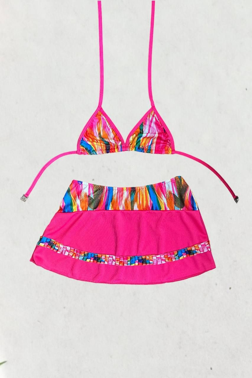 Metallic Skirt Womens Two-piece Metallic Shiny Bikini Swimwear Pool ...