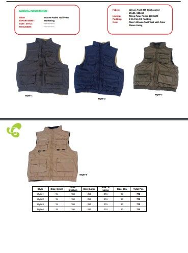 Buy Woven Paded Twill Vest Half Sleeve Jacket Twill With Polar Fleece ...
