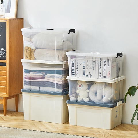 Buy 25l Plastic Storage Box With Tote And Latched Lid Customized Color ...