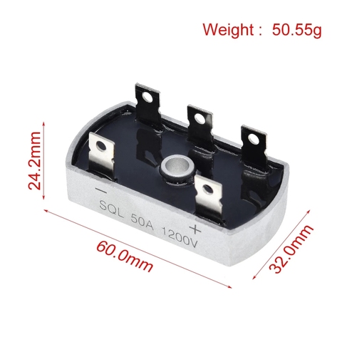 Buy 50a 1200v Aluminum Metal Case 3 Phase Diode Bridge Rectifier 50amp ...