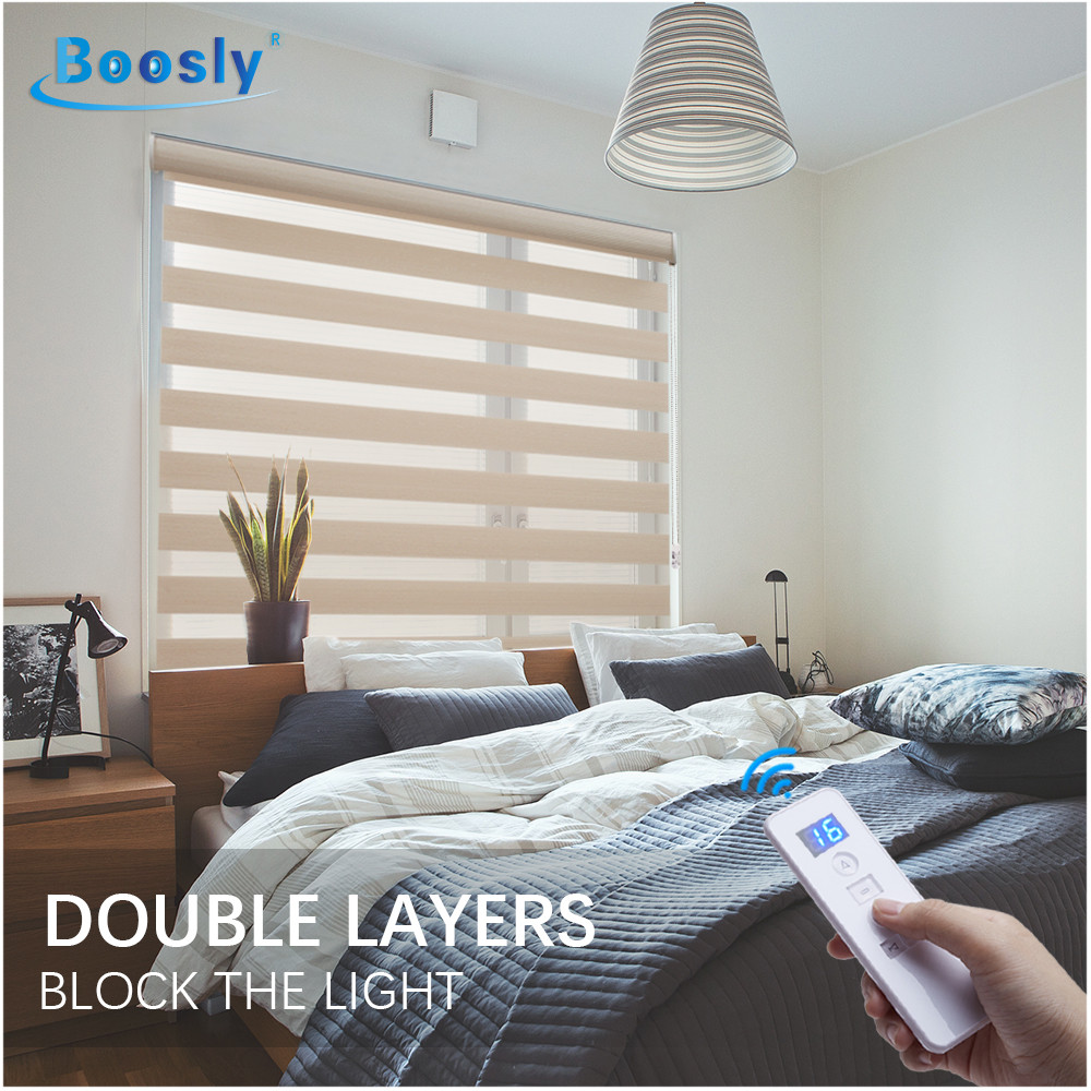 Buy China Blackout Smart Wifi Double Automatic Shades Zebra Roller ...