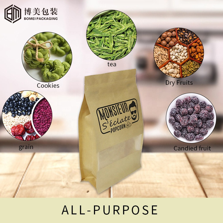 Buy Doypack Ziplock Brown Biodegradable Kraft Window Stand Up Pouches ...
