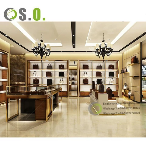 Buy High End Golden Shopping Mall Bags Store Interior Design Bag ...