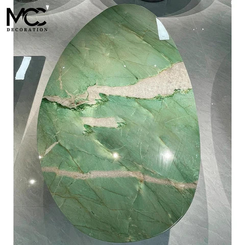 Buy Luxury Green Marble Table Tops Interior Round Natural Green Marble ...