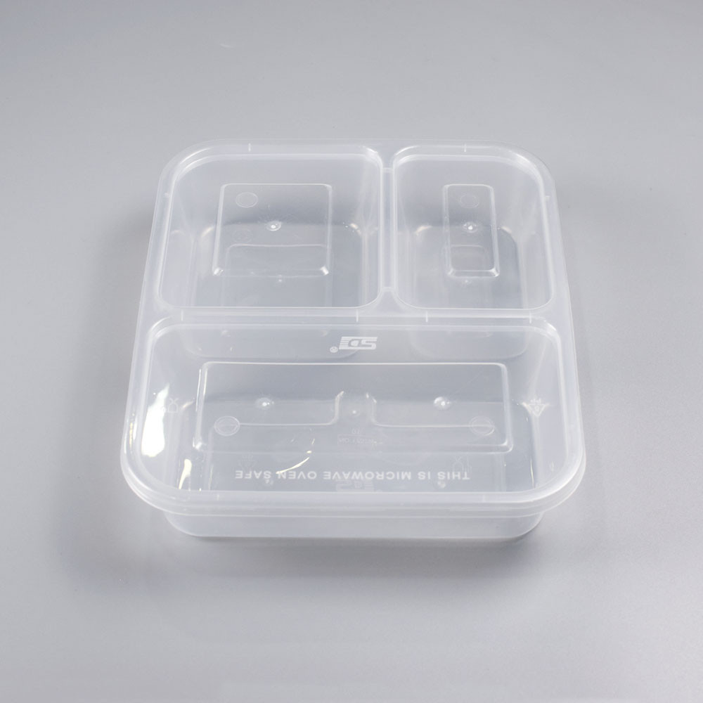 Buy Reusable Meal Prep 3 Compartment Plastic Divided Lunch Containers ...