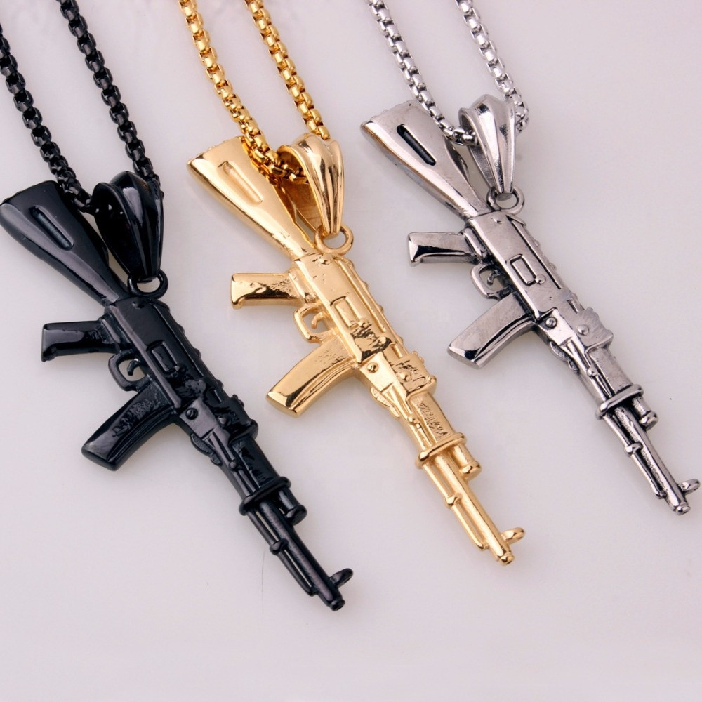 Buy The Army Mens Stainless Steel Weapons Gun Pendant Ak 47 Gun Pendant ...