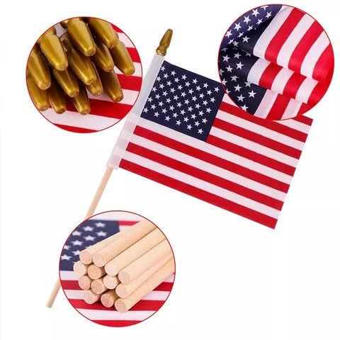 Buy Wooden Stick Usa Hand Waving Flag With 25cm Wooden Pole Cheap ...