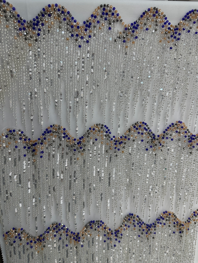 Buy Elegant Beaded Tube Mesh Gauze For Party And Wedding Dress from ...